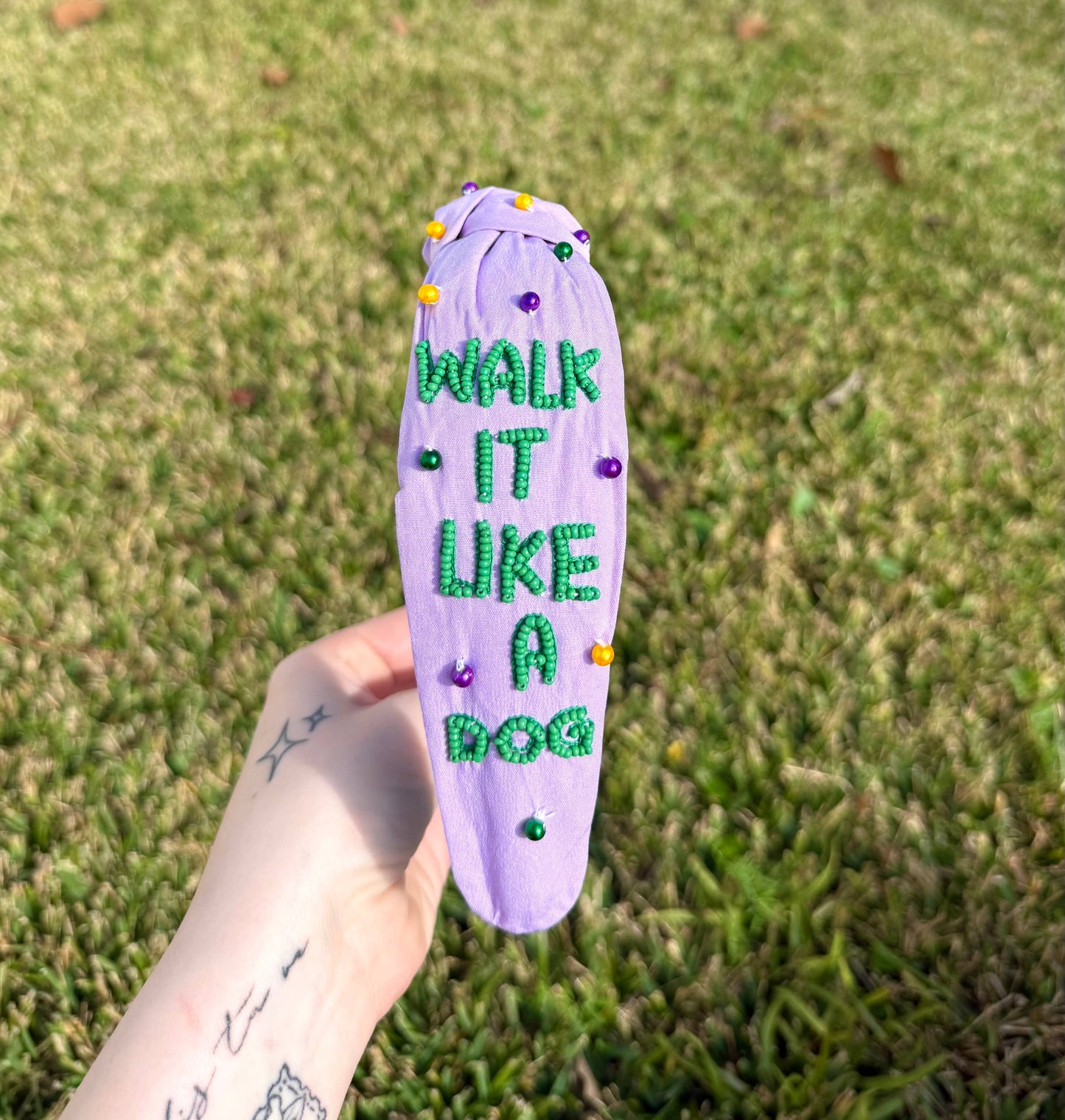 Walk It Like A Dog Custom Mardi Gras Beaded Headband – thechippycottage